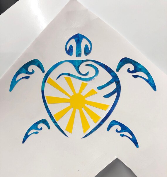 Tribal Sea Turtle Art Decal Sea Turtle Pattern or Solid - Etsy