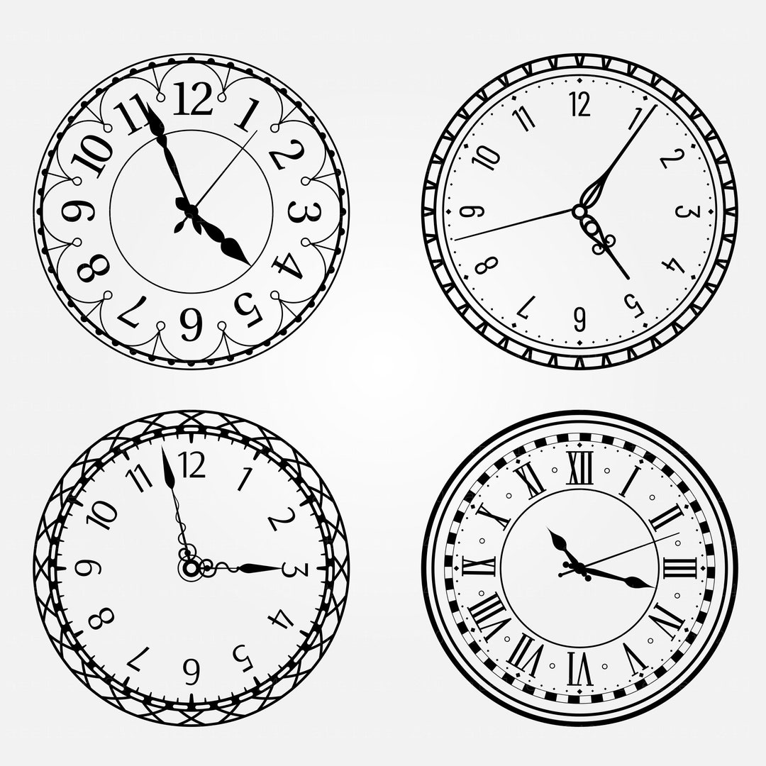 Clock Faces SVG Bundle, Adjustable Clock Arow, Commercial Use, Instant ...