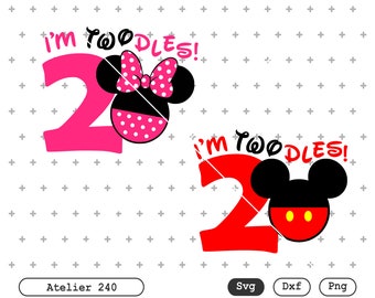 Clip Art & Image Files I'm Twodles Bundle SVG Minnie I'm Twodles Svg ...