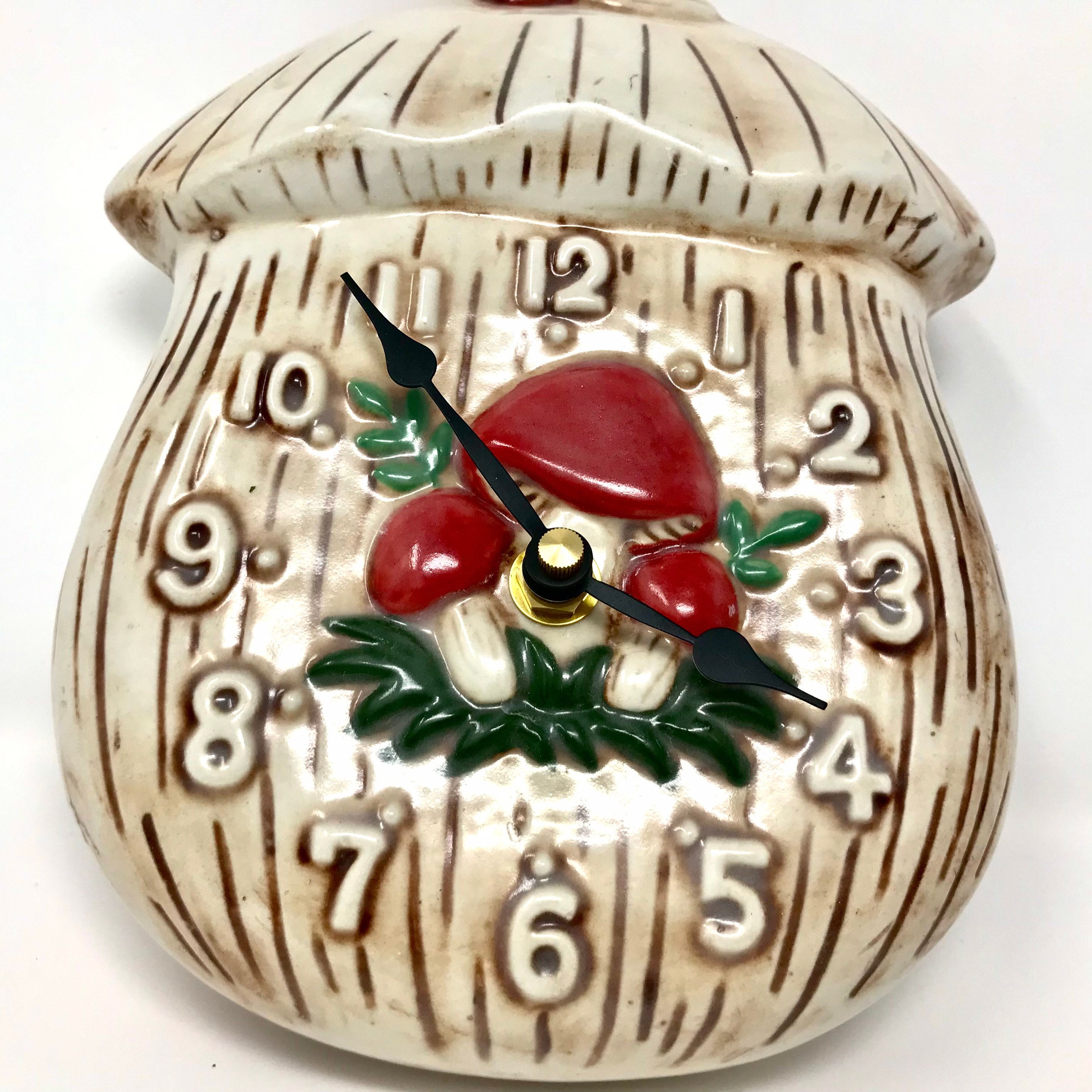Merry Mushroom Seiko Ceramic Wall Clock. FREE SHIPPING. Hand Painted ...
