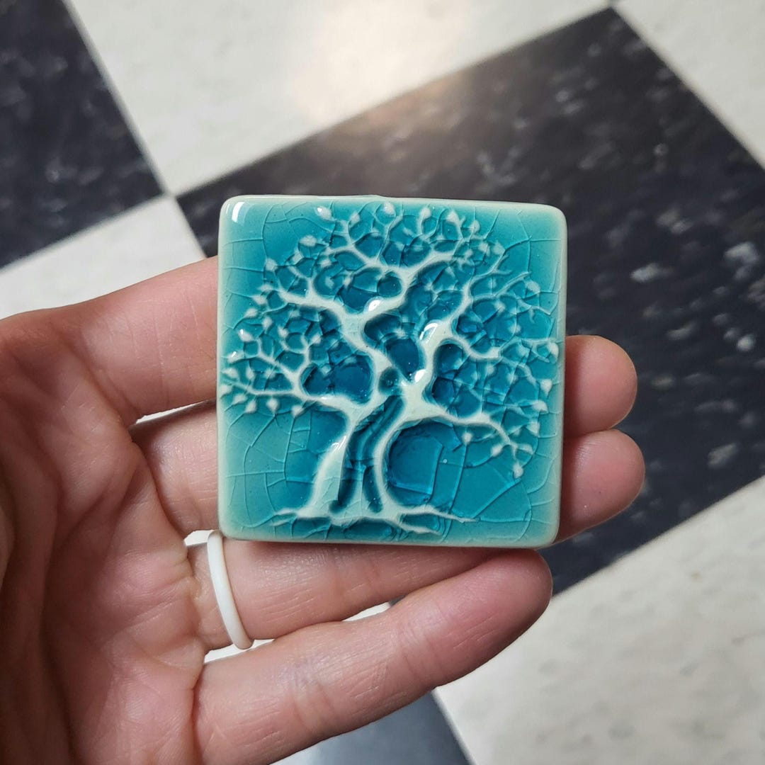 2"x2" Handmade Ceramic Tree of Life Tile for Backsplash in Kitchen ...