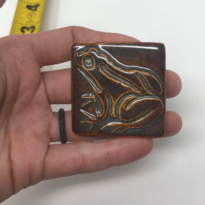 2x2 Amber Glazed Handmade Frog Ceramic Tile for Backsplash in Kitchen ...