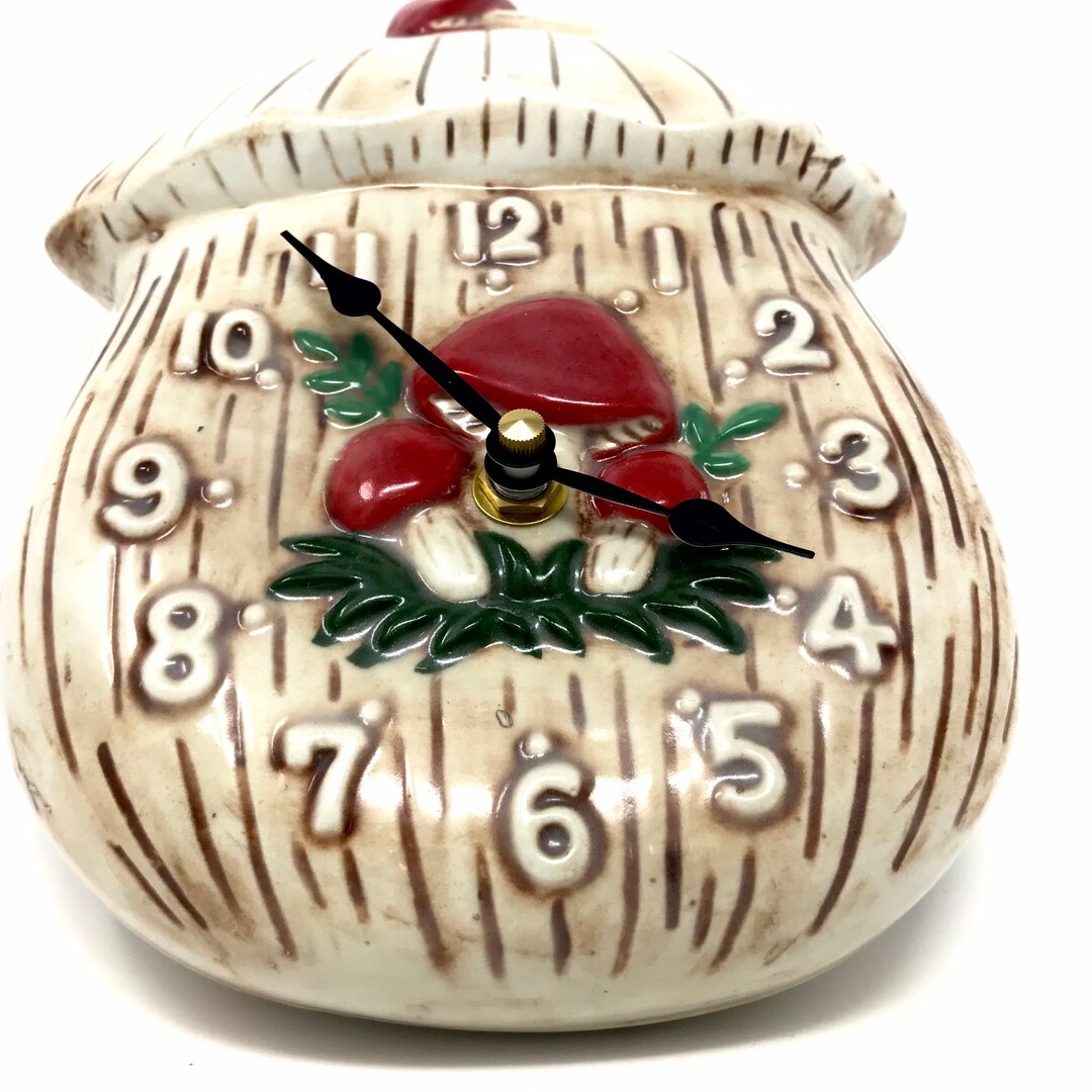 Merry Mushroom Seiko Ceramic Wall Clock. FREE SHIPPING. Hand Painted ...