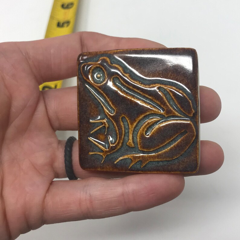 2x2 Amber Glazed Handmade Frog Ceramic Tile for Backsplash in Kitchen ...