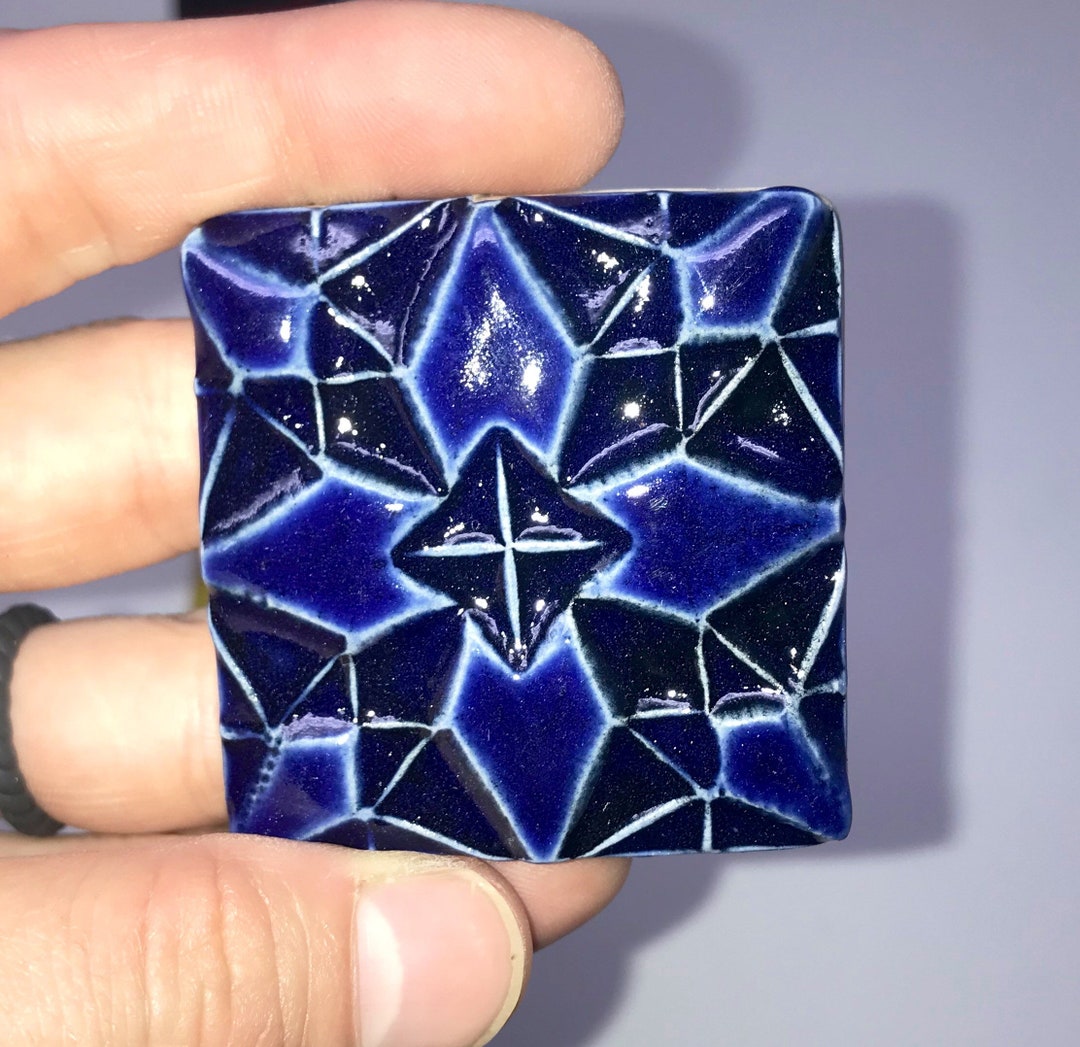 2x2 Cobalt Blue Glazed Handmade Ceramic Tile for Backsplash in Kitchen ...