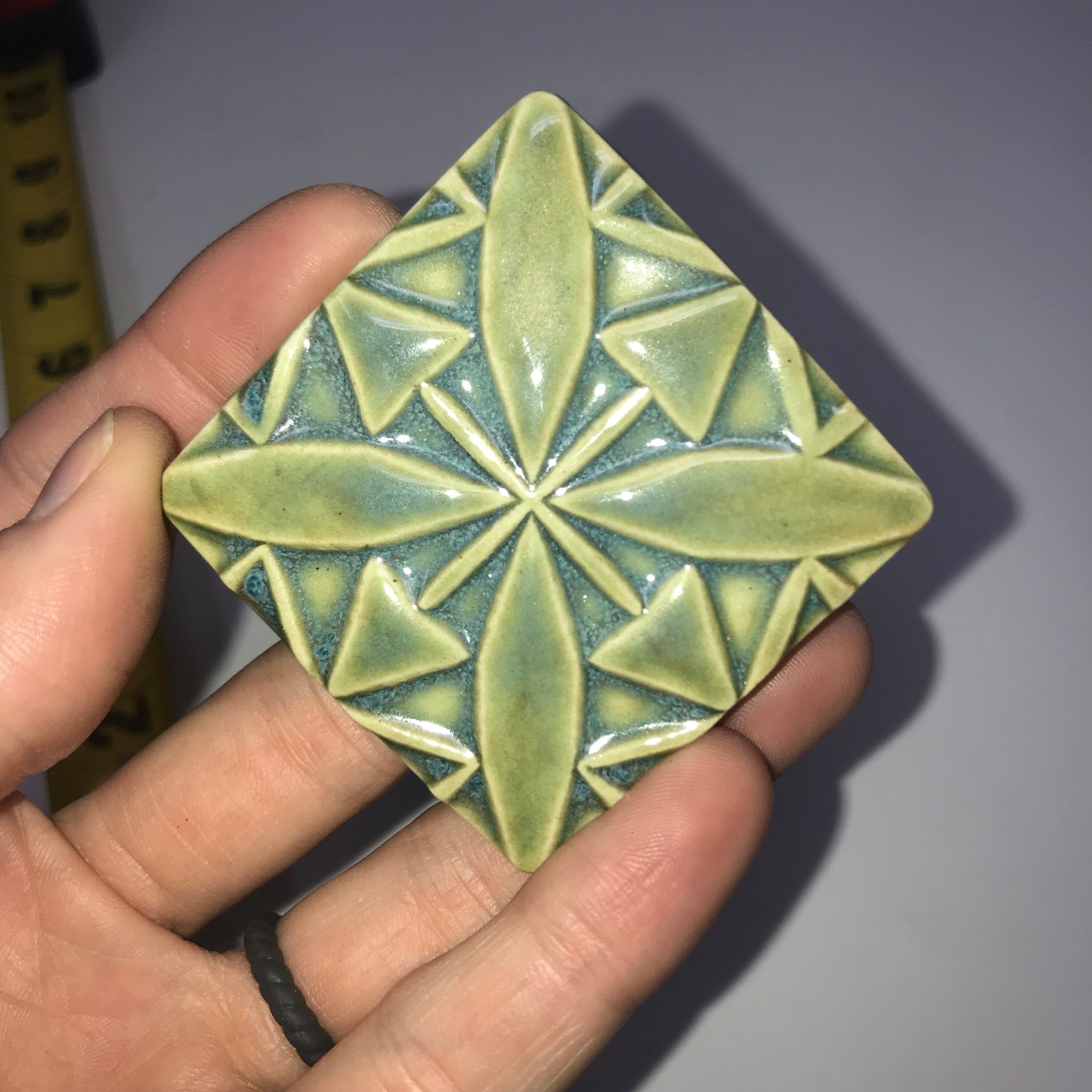 2x2 Green Glazed Handmade Ceramic Tile for Backsplash in Kitchen ...