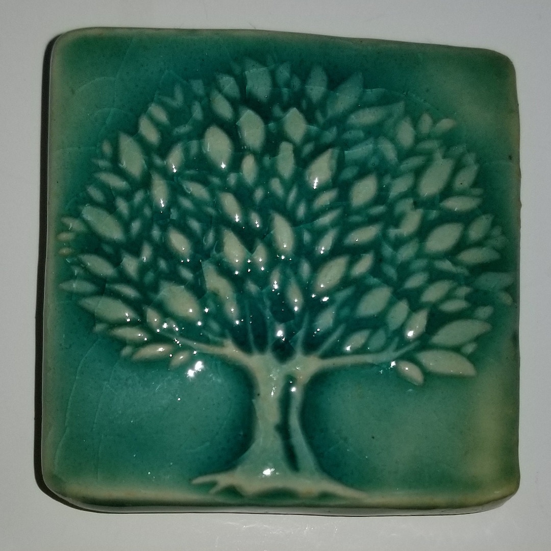 2"x2" Blue Handmade Tree Ceramic Tile for Backsplash in Kitchen ...