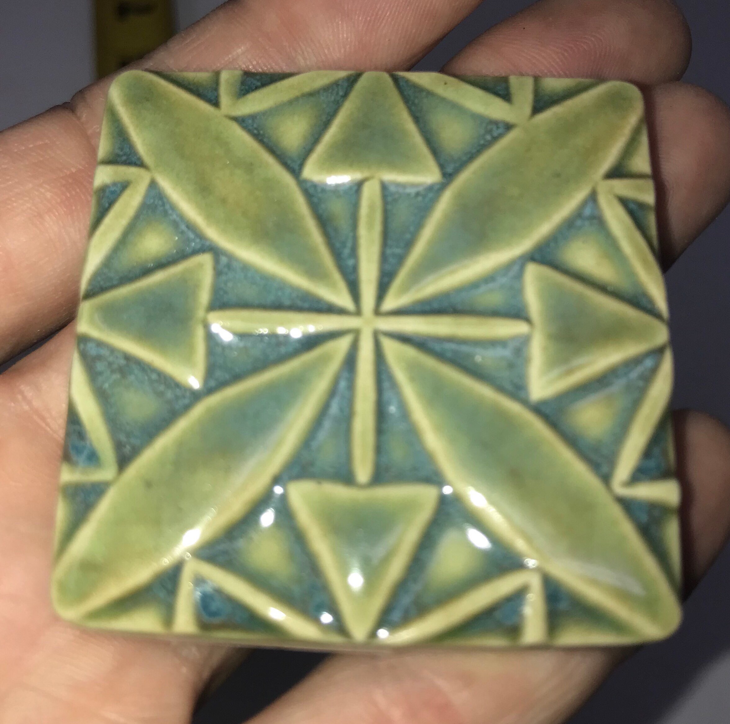 2x2 Green Glazed Handmade Ceramic Tile for Backsplash in Kitchen ...