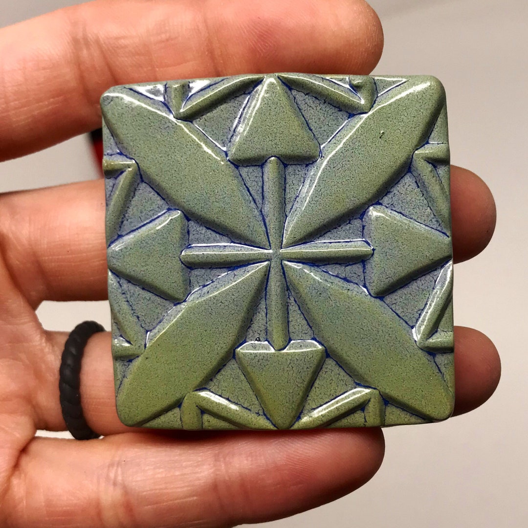 2x2 Green & Blue Glazed Handmade Ceramic Tile for Backsplash in Kitchen ...