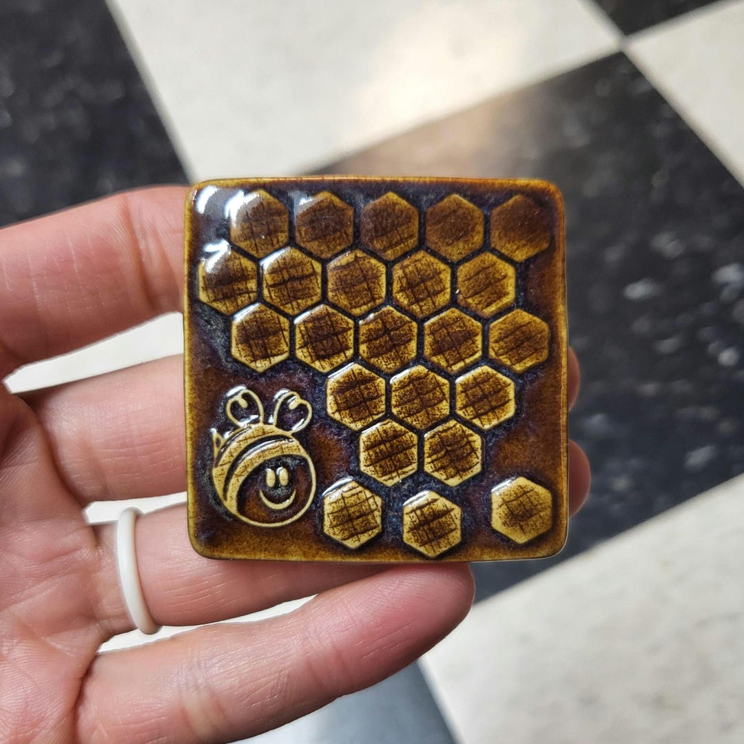 2x2 Bees & Honeycomb Handmade Ceramic Tile for Backsplash in Kitchen ...