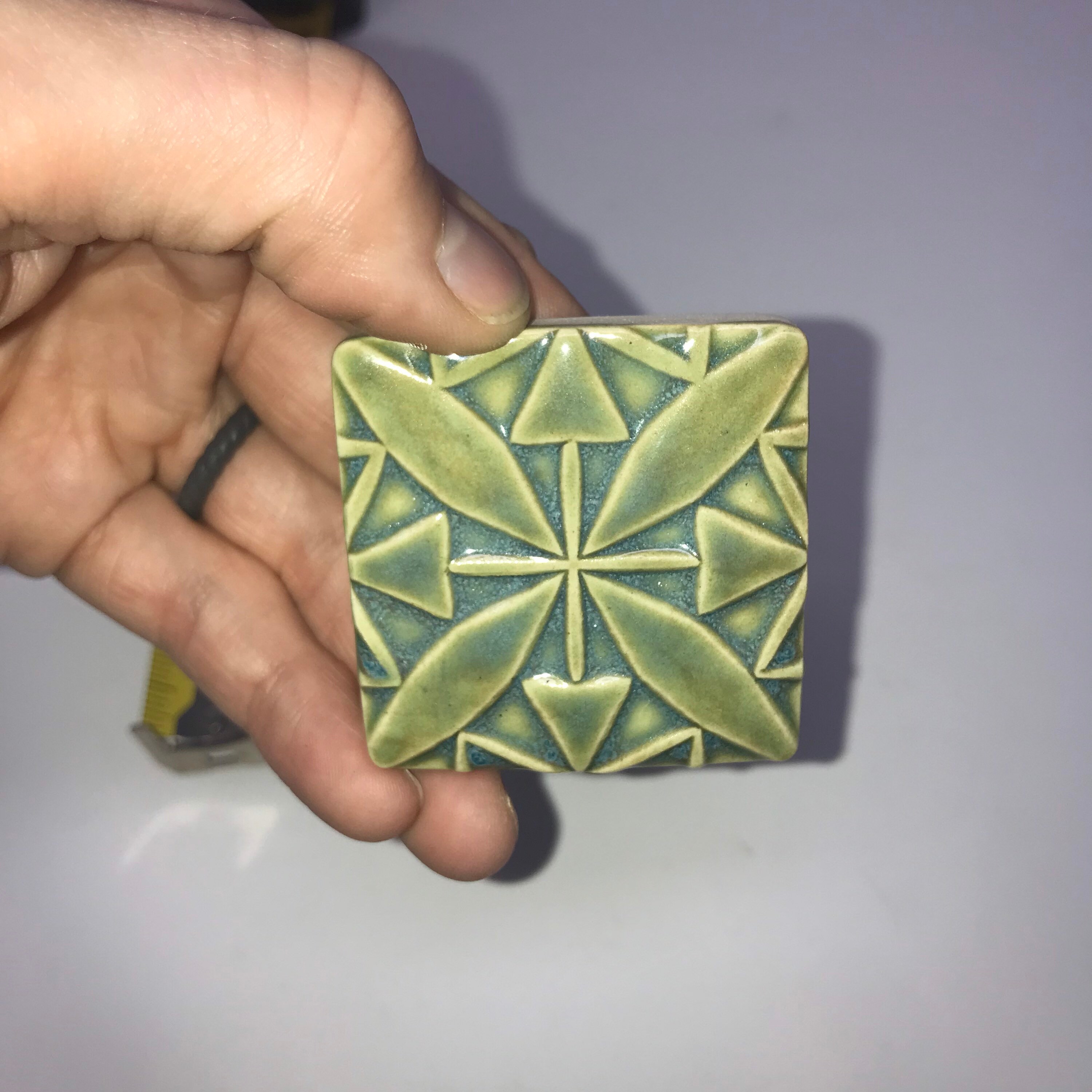2x2 Green Glazed Handmade Ceramic Tile for Backsplash in Kitchen ...