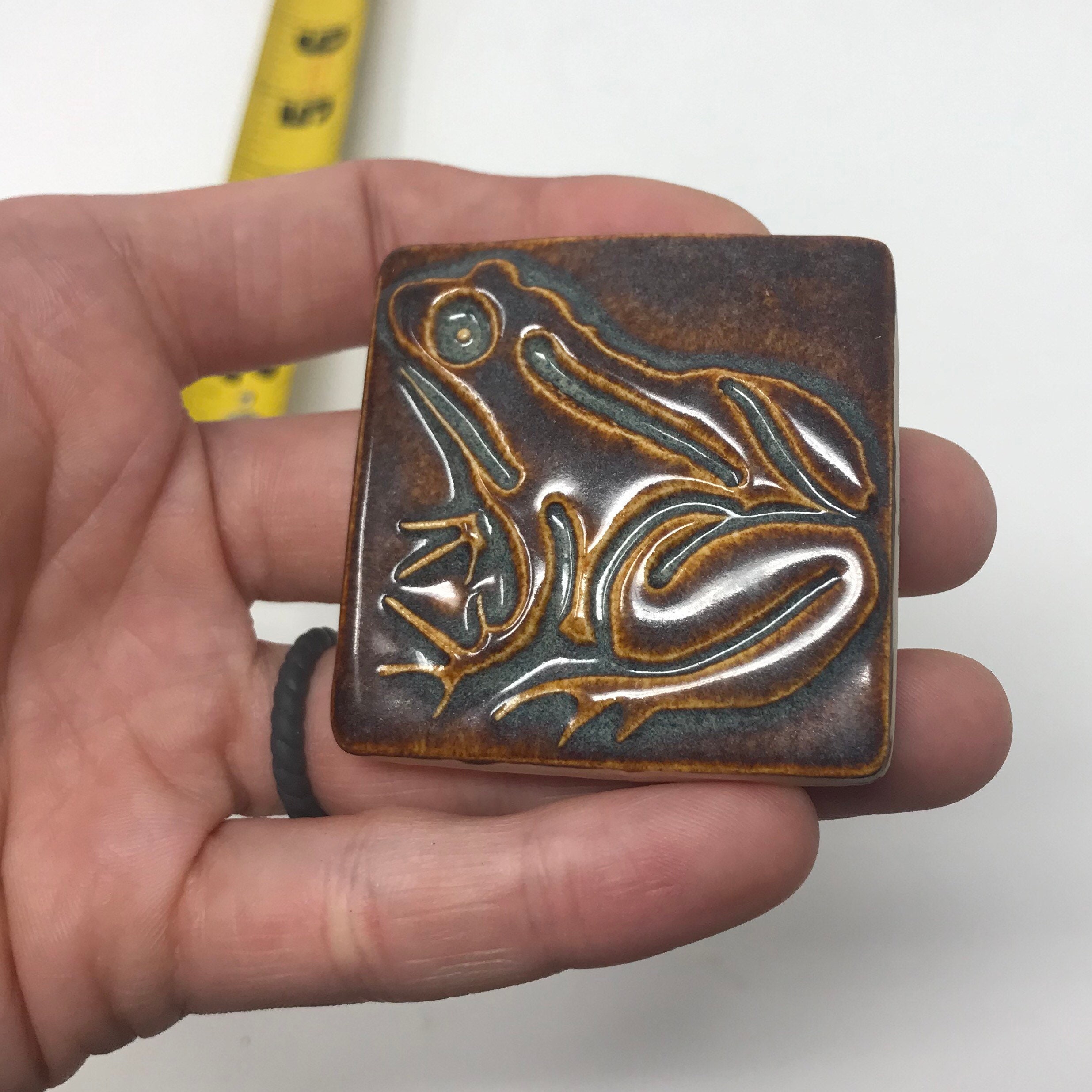 2x2 Amber Glazed Handmade Frog Ceramic Tile for Backsplash in Kitchen ...