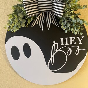Hey Boo Ghost Welcome Signblack and White Signhalloween - Etsy