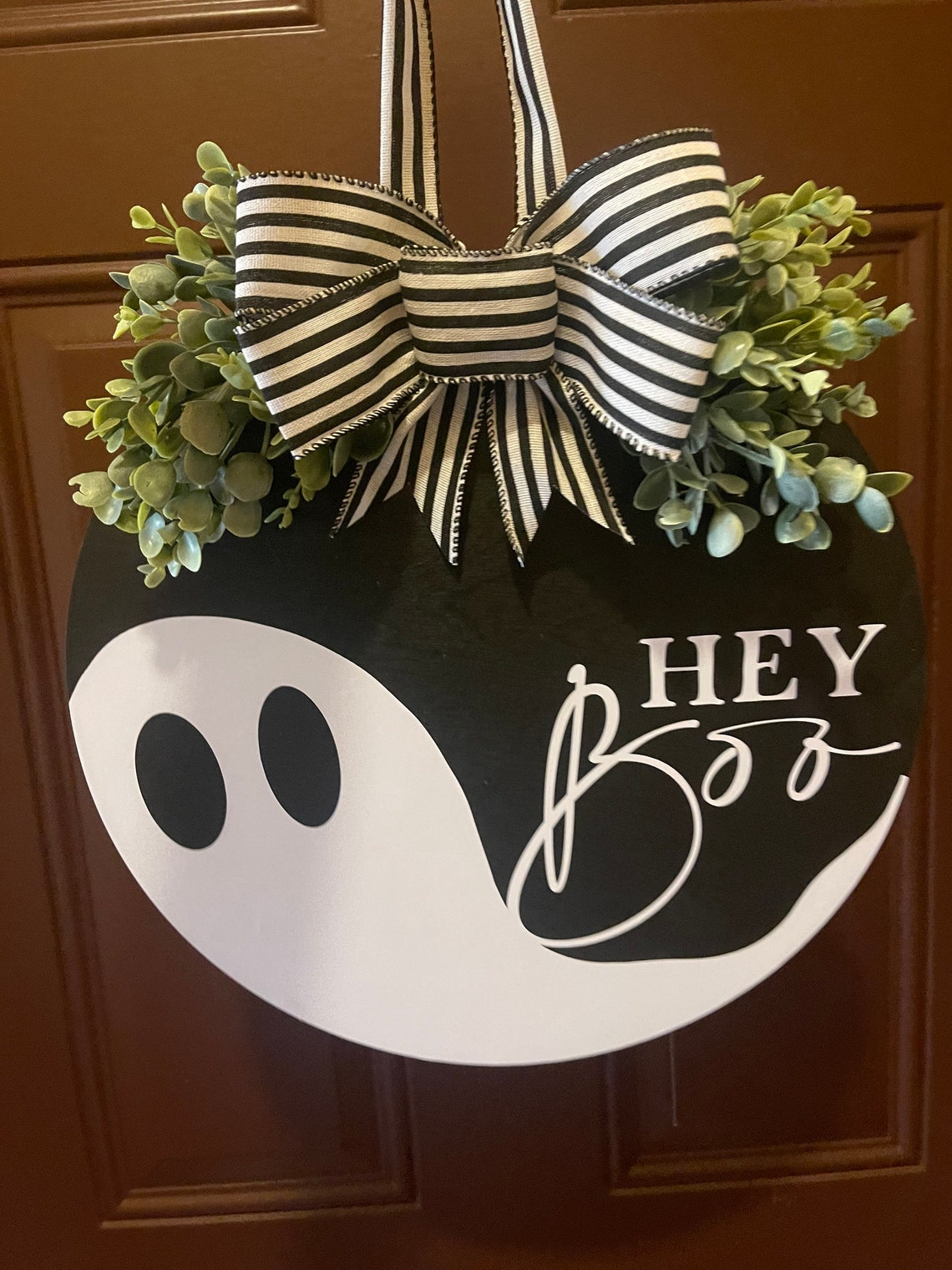 Hey Boo Ghost Welcome Signblack and White Signhalloween - Etsy