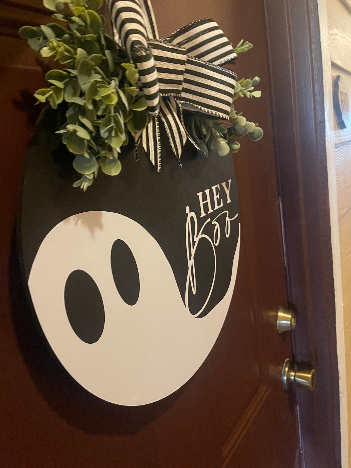 Hey Boo Ghost Welcome Signblack and White Signhalloween - Etsy
