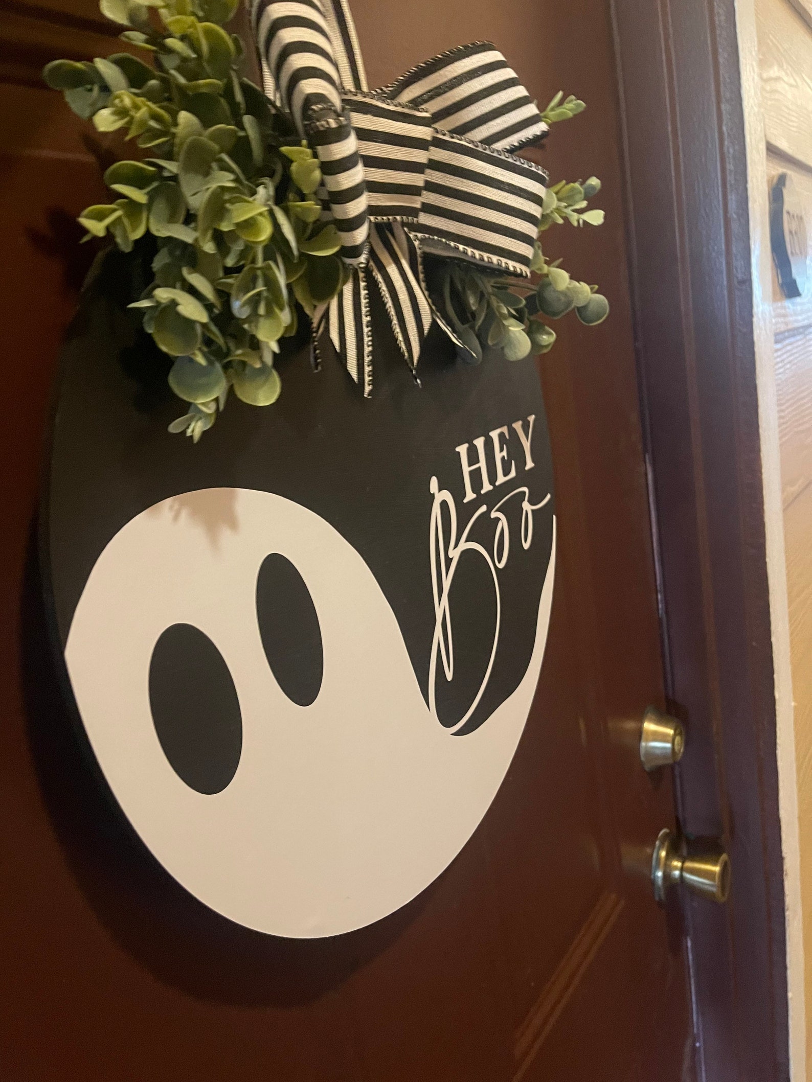 Hey Boo Ghost Welcome Signblack and White Signhalloween - Etsy