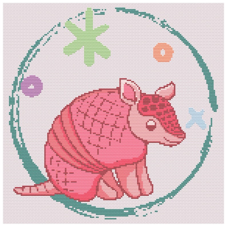 Pink Armadillo Cross Stitch Pattern - Etsy