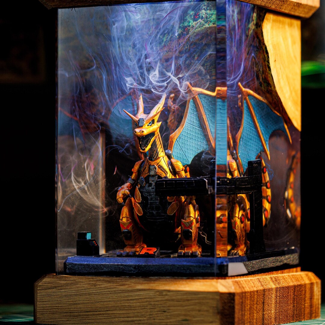 Mecha Charizard Resin Lamp, Pokemon Anime Figure Art Night Light ...