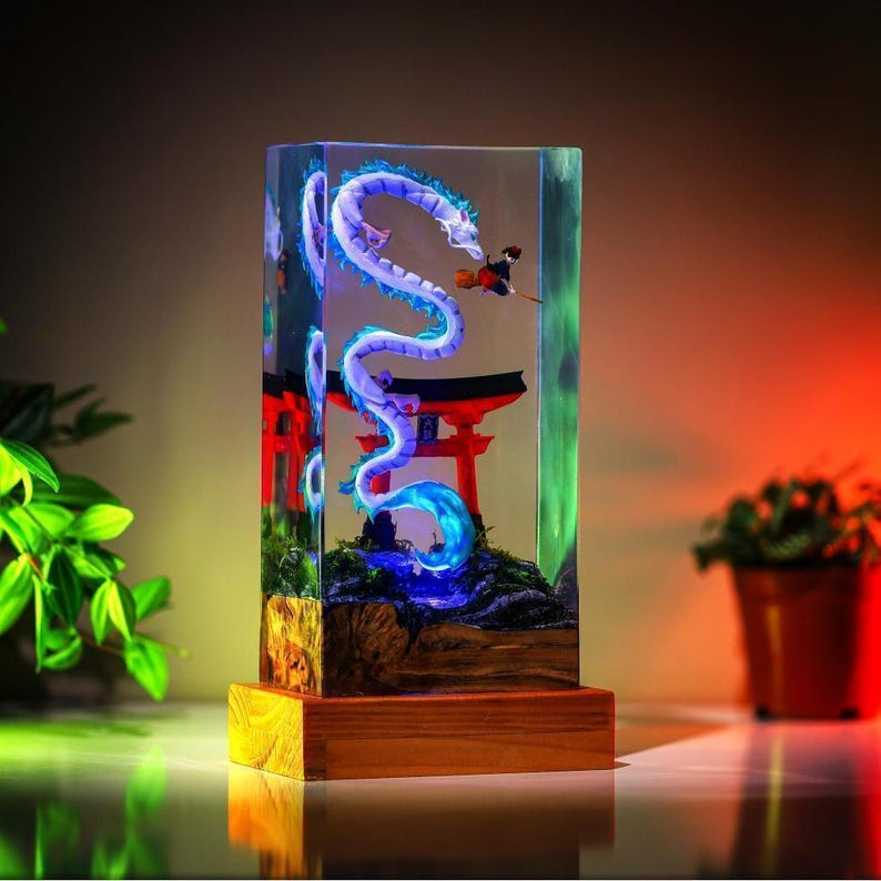 Haku & Kiki Night Light, Studio Ghibli Anime Resin Art Lamp, Kids Room ...