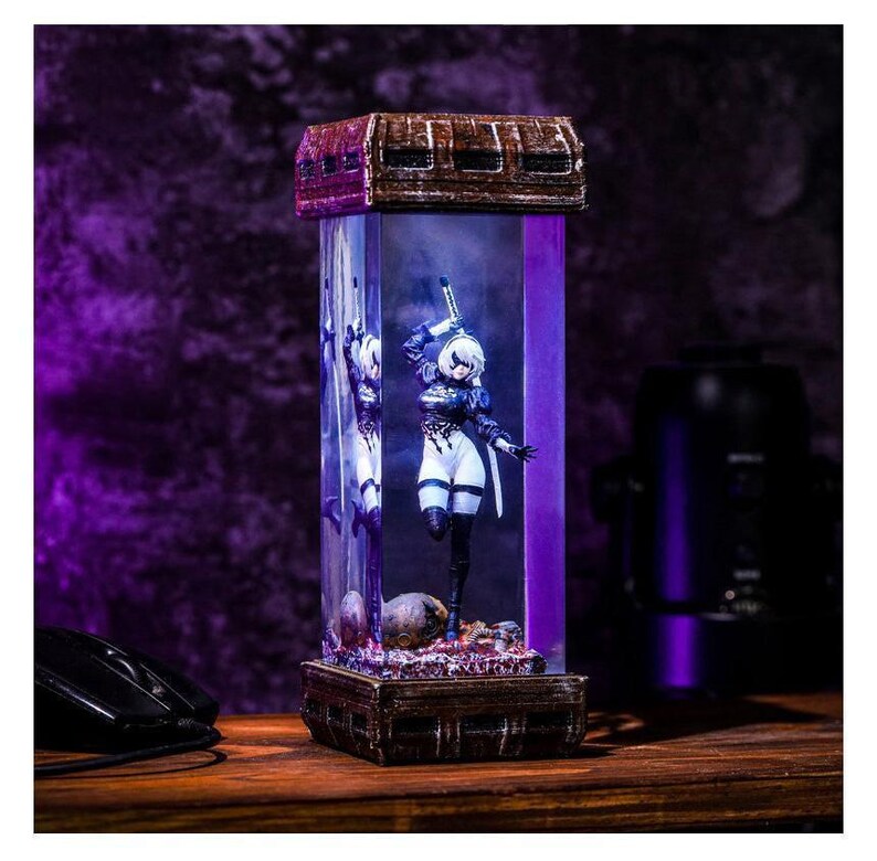 2.B N.ie.r Night Lamp N.ier Aut.om.ata Diorama Resin Lamp Terrarium Personalized Night Light ...
