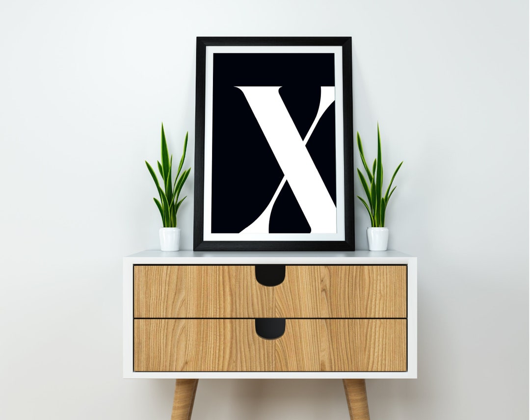 X Print Letter X Letter Artwork Name Initial Black X Initial Artwork ...