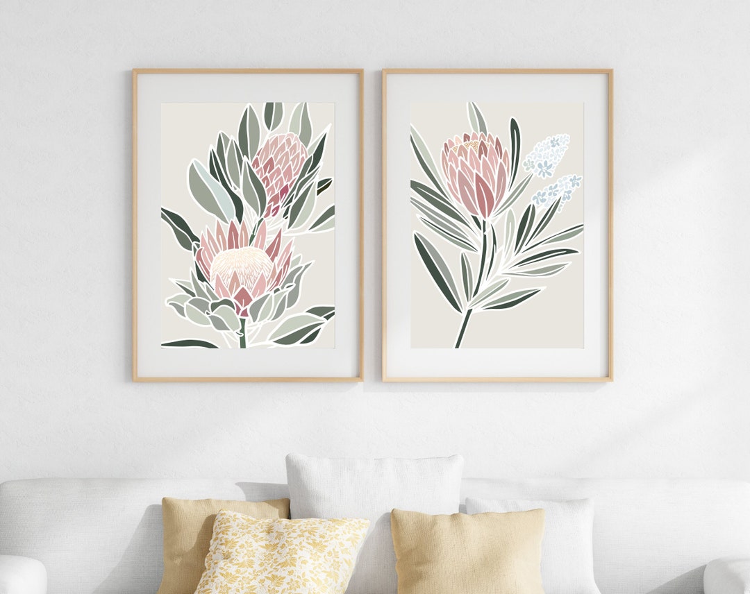 Protea Print Australian Natives Australian Prints Set of 2 Prints ...