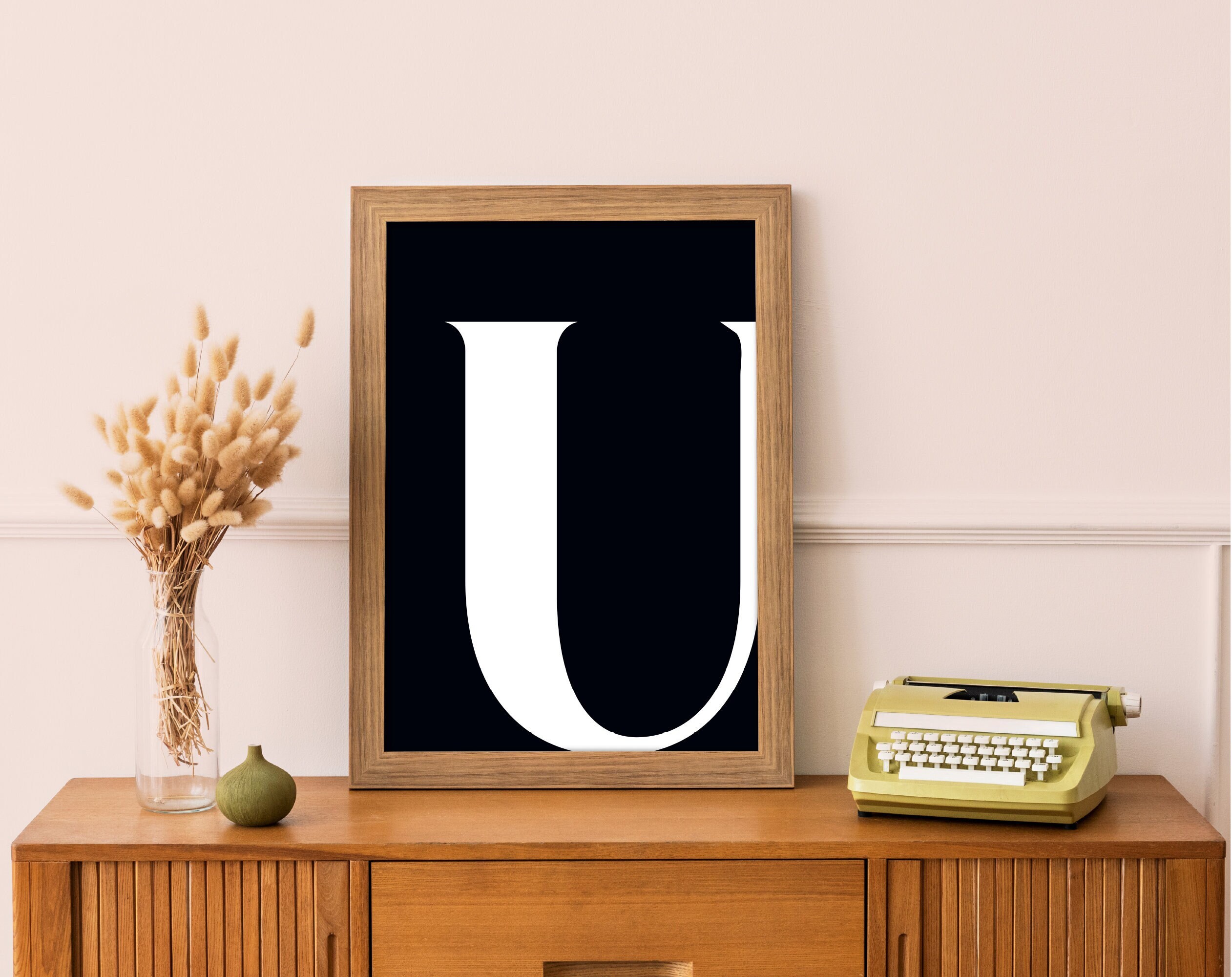 Black U Initial Artwork Letter U Letter Artwork Single Letter Print U ...