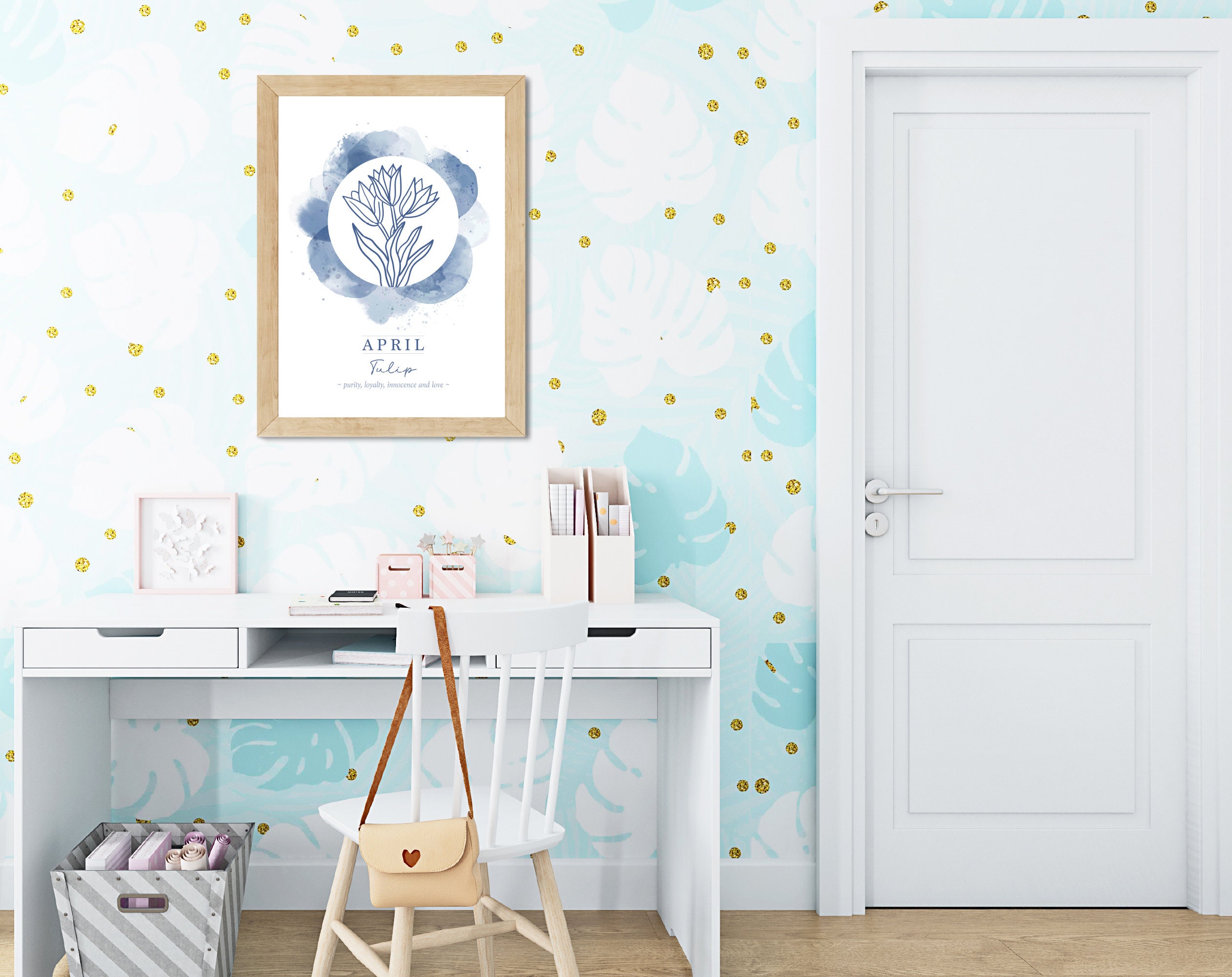 Tulip Birth Month Flower Print April Birth Art Tulip Flower Print Baby ...