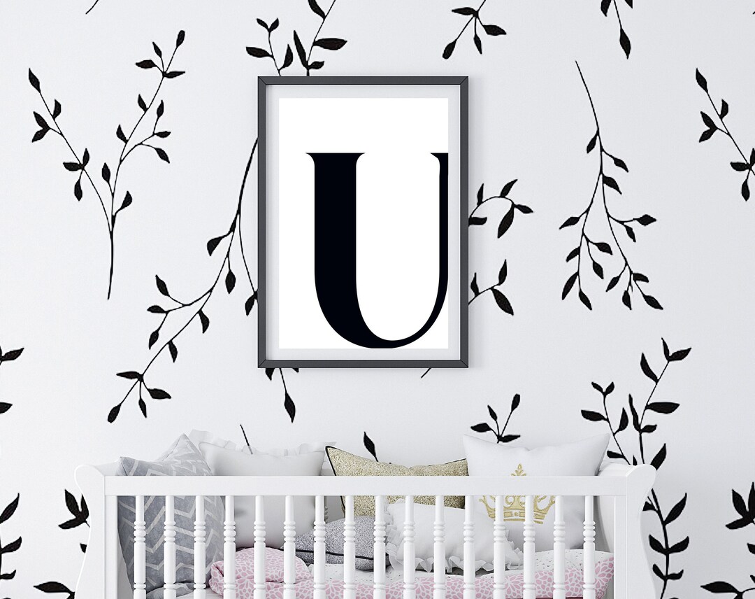 U Initial Artwork U Print Letter U Letter Artwork Single Letter Print ...