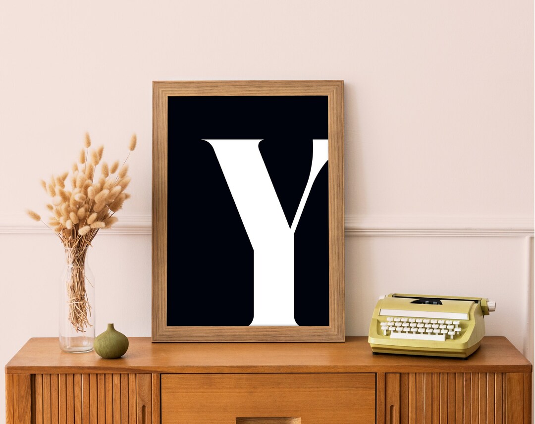 Y Print Letter Y Name Initial Letter Poster Black Y Initial Artwork ...