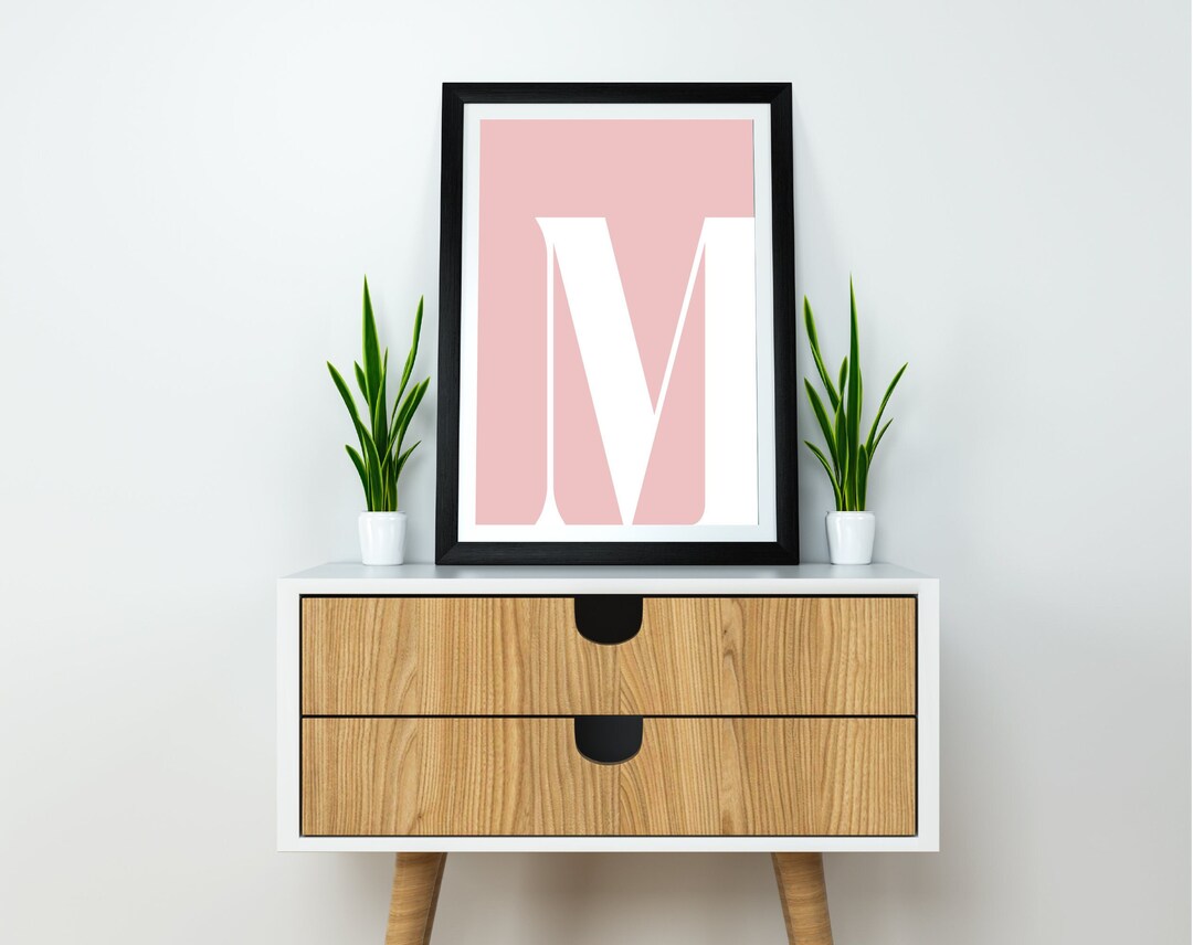 M Initial Artwork M Print Letter M Name Initial Letter Posters Pink ...