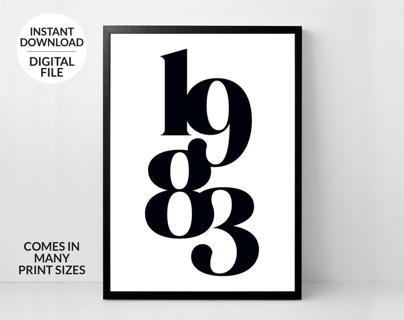 1983 Poster 1983 Birth Year Birthday Gifts Home Decor Wall Art Vintage ...