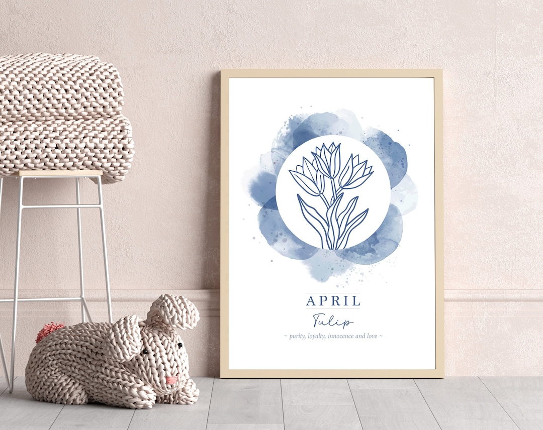Tulip Birth Month Flower Print April Birth Art Tulip Flower Print Baby ...