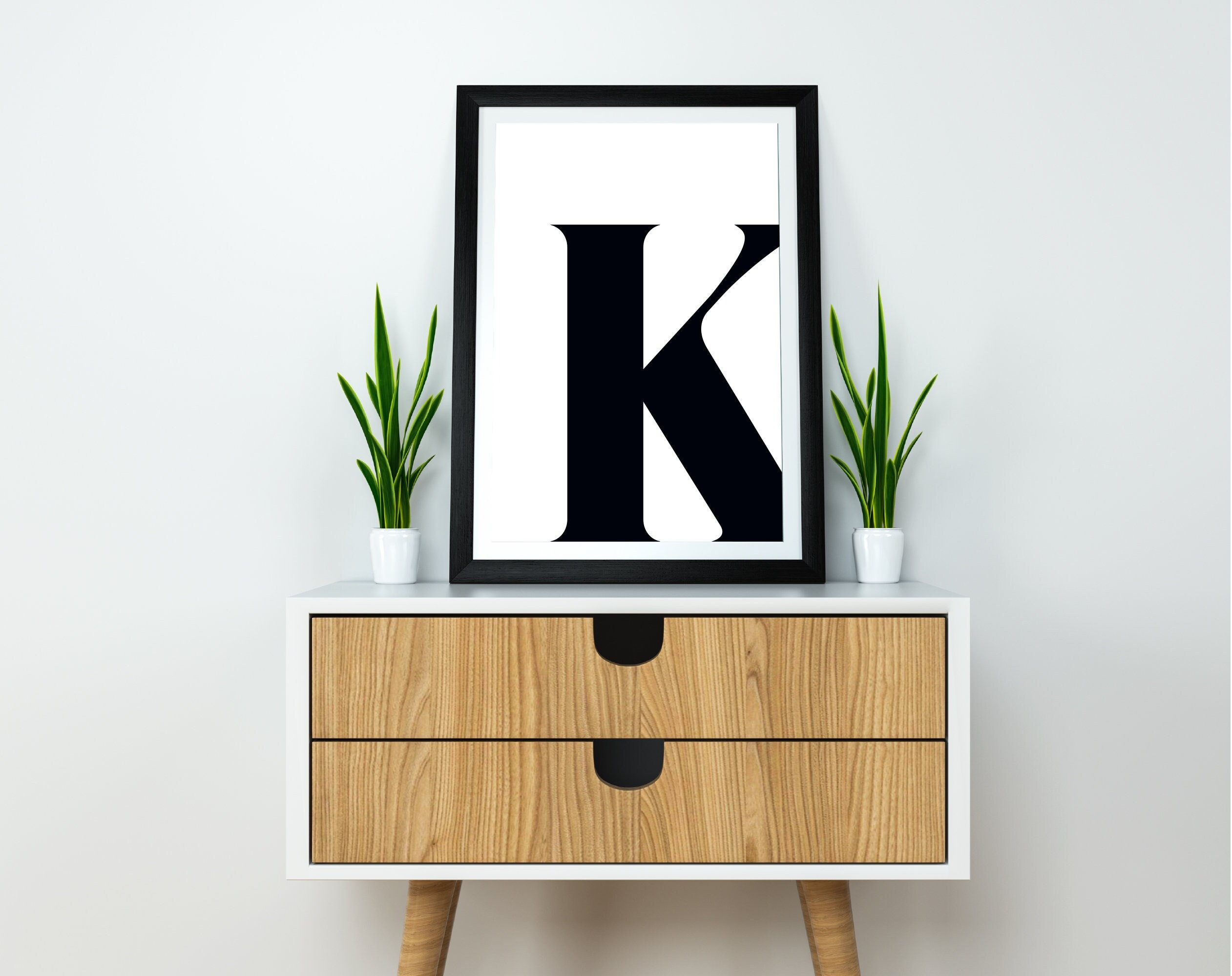 K Initial Artwork Black and White K Print Letter K Single Letter Print ...