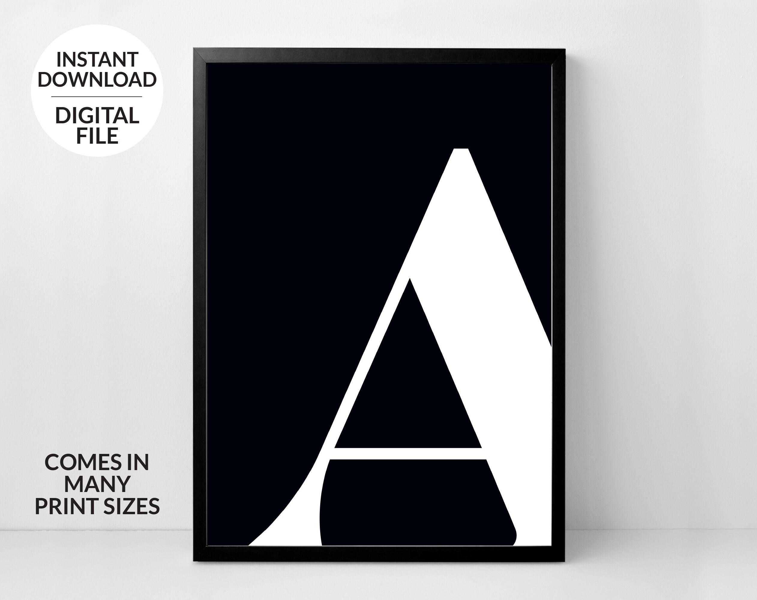 A Initial Artwork, Black A Print, Letter A, Single Letter Print, Name ...