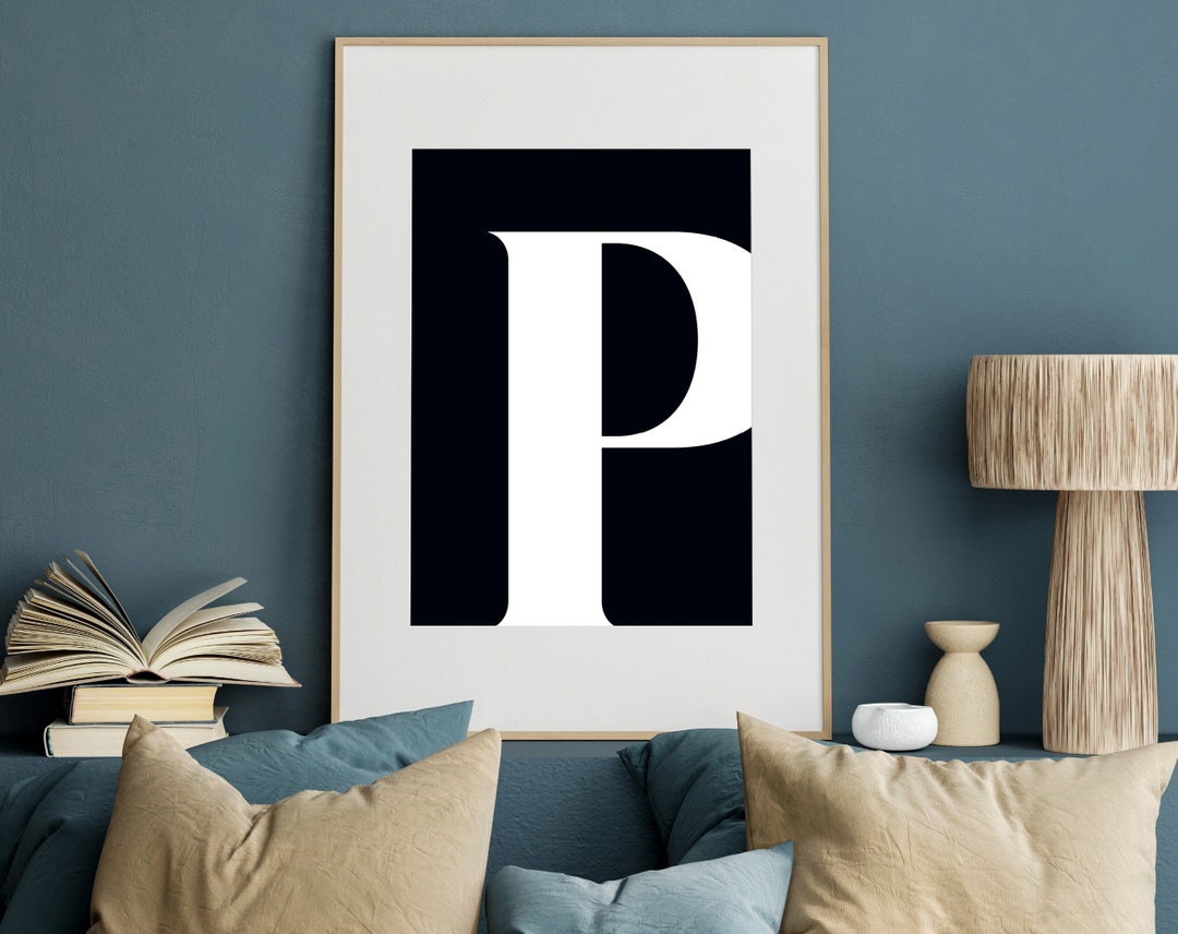 P Print Letter P Name Initial Black P Initial Artwork Initial Print ...