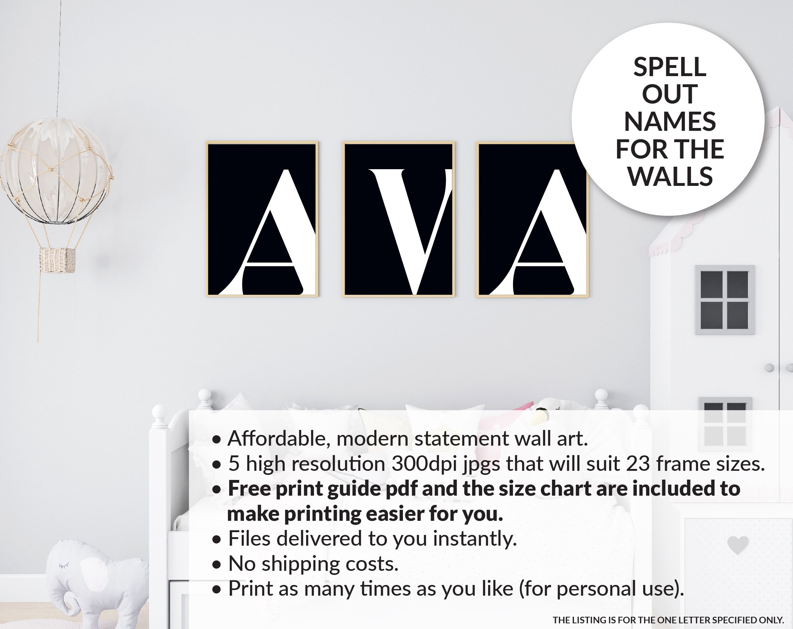 A Initial Artwork, Black A Print, Letter A, Single Letter Print, Name ...