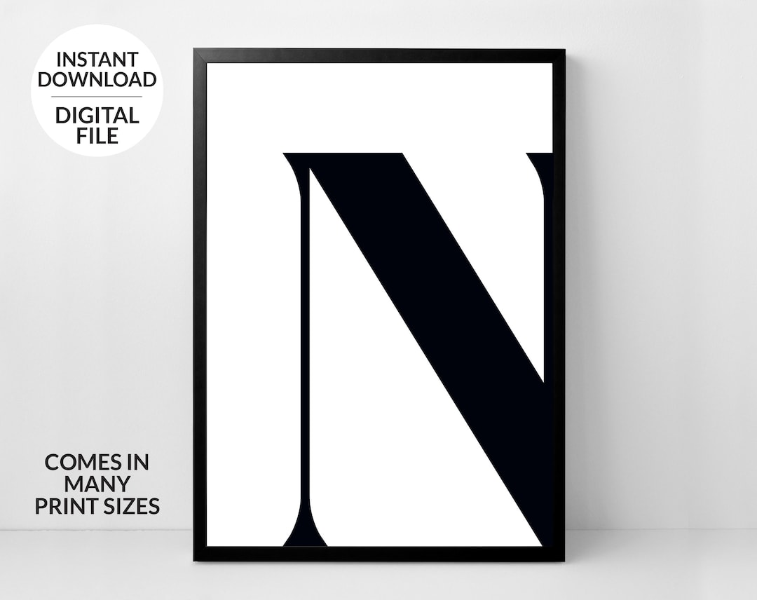 N Initial Artwork N Print Letter N Letter Artwork Single - Etsy