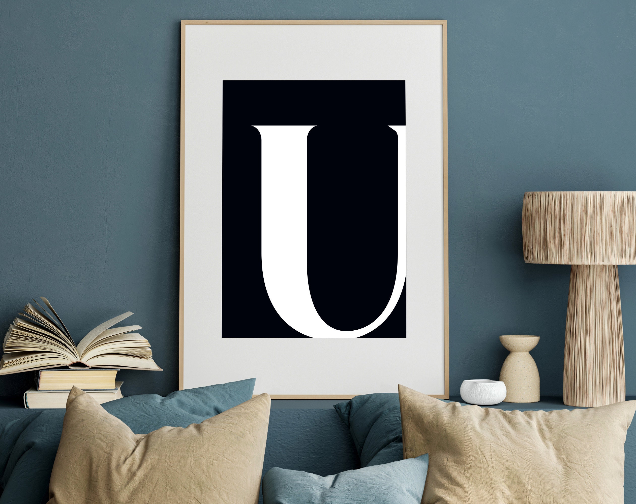 Black U Initial Artwork Letter U Letter Artwork Single - Etsy