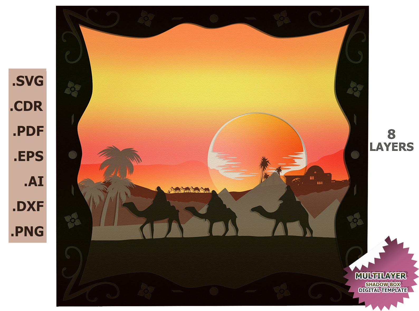 3D Paper Cut Light Box Template SVG Cricut and Silhouette Files Swg Png ...