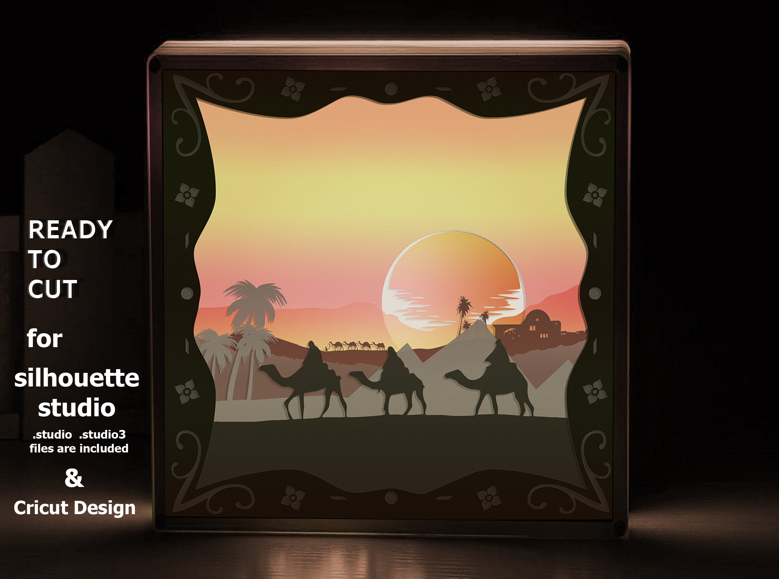 3D Paper Cut Light Box Template SVG Cricut and Silhouette Files Swg Png ...