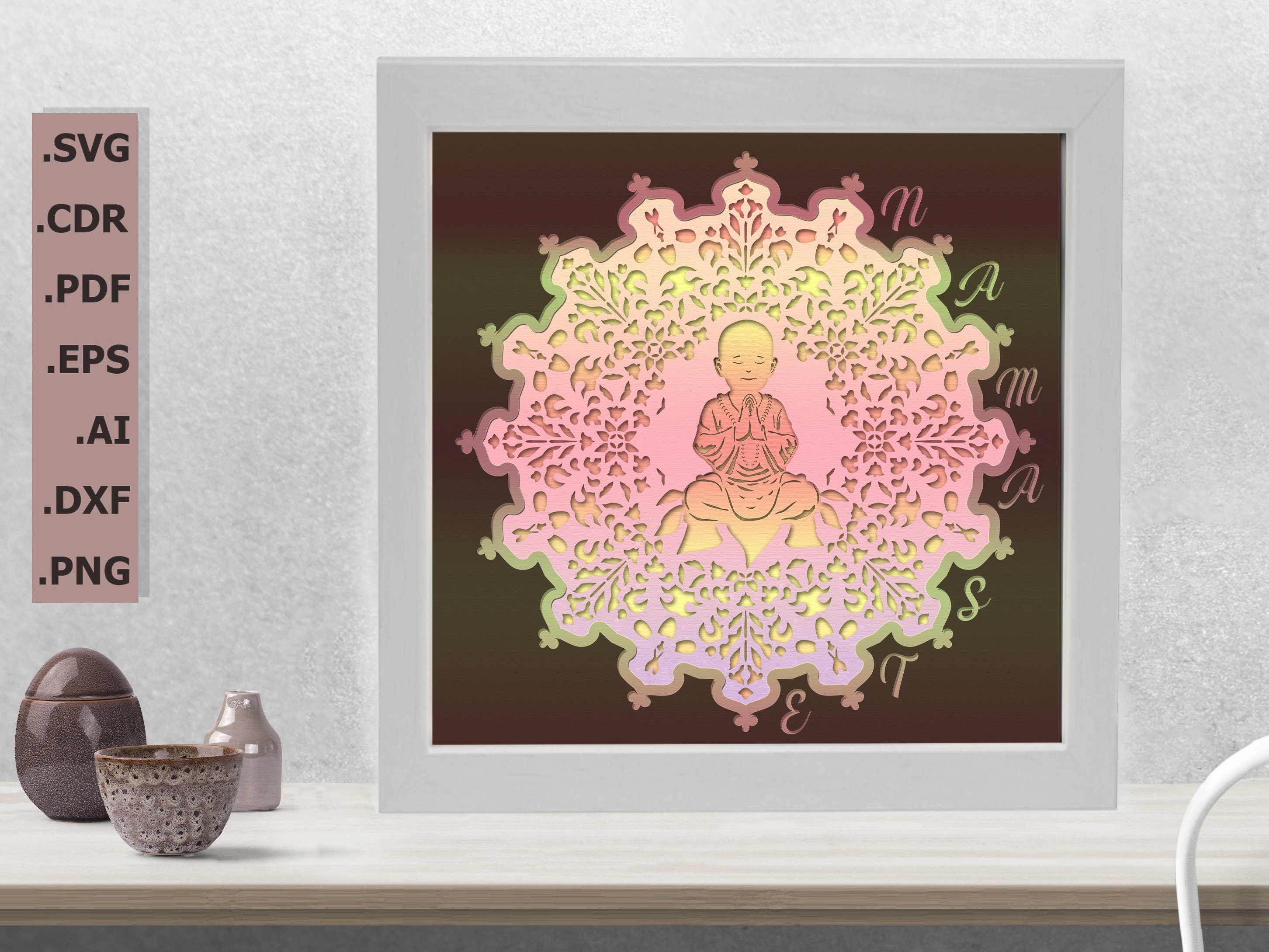 Little Buddha Shadow Box Template Cricut and Silhouette Files SVG Png ...