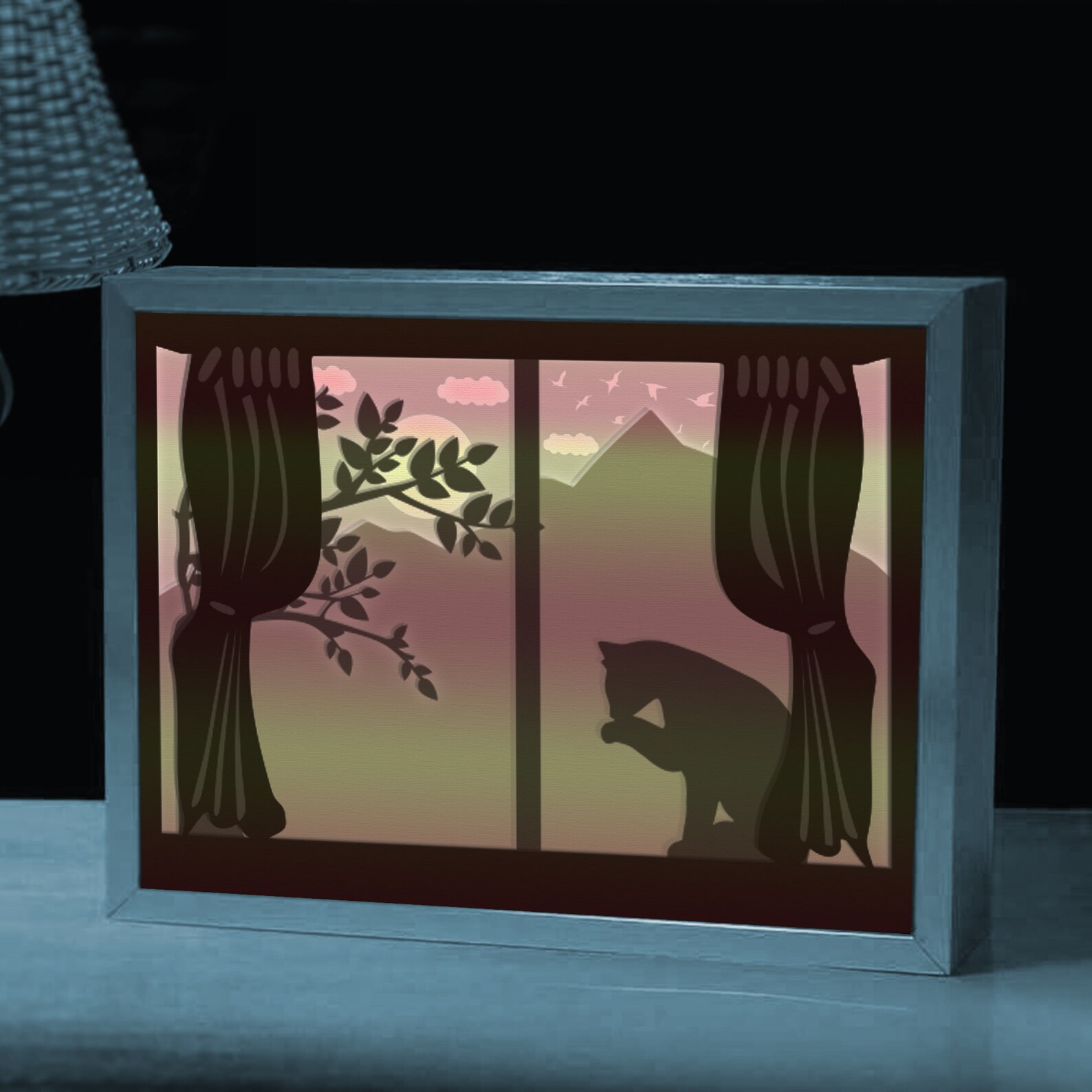 Multilayer Cat Shadow Box SVG Template , Svg | Png | Cdr | Dxf | Dwg ...