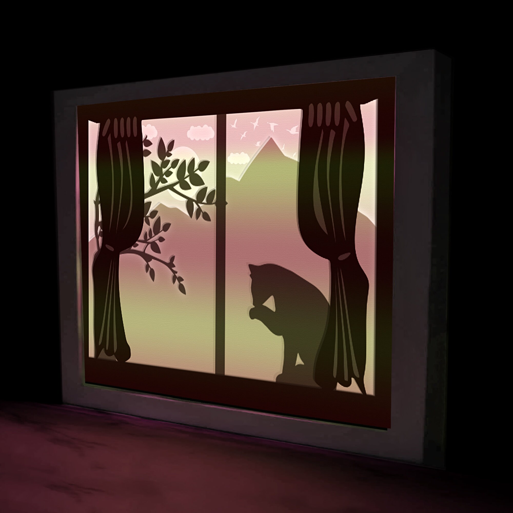 Multilayer Cat Shadow Box SVG Template Svg Png Cdr Dxf - Etsy