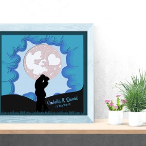Custom 3D Multilayer Couple Shadow Box File for Colored Paper Cutting ...