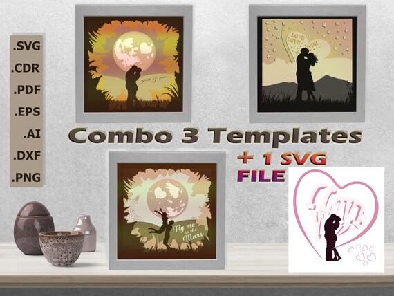 Combo Couples 3 Templates and 1 SVG File Shadow Light Box for - Etsy