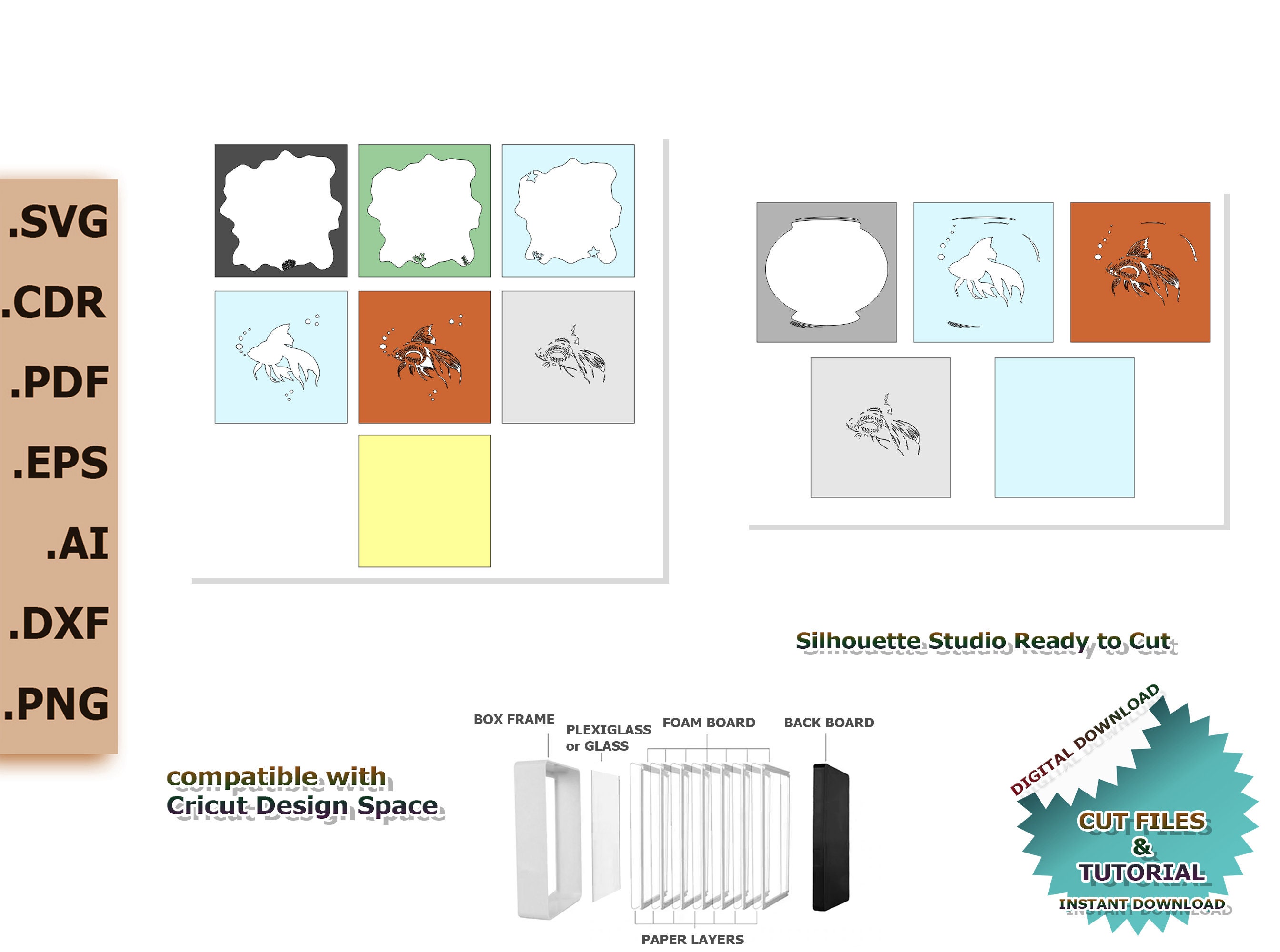 Multilayer Goldfish Shadow Light Box, Files SWG .studio Files for ...