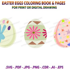9 Different Easter Eggs and 6 Color Wheels, Easter Coloring Book and ...
