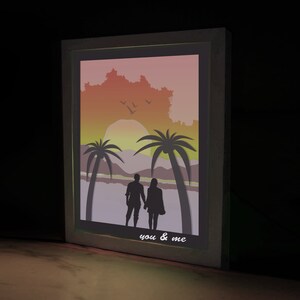 Couple Silhouette 3D Shadow Box SVG, Paper Cut Light Box Template - Etsy