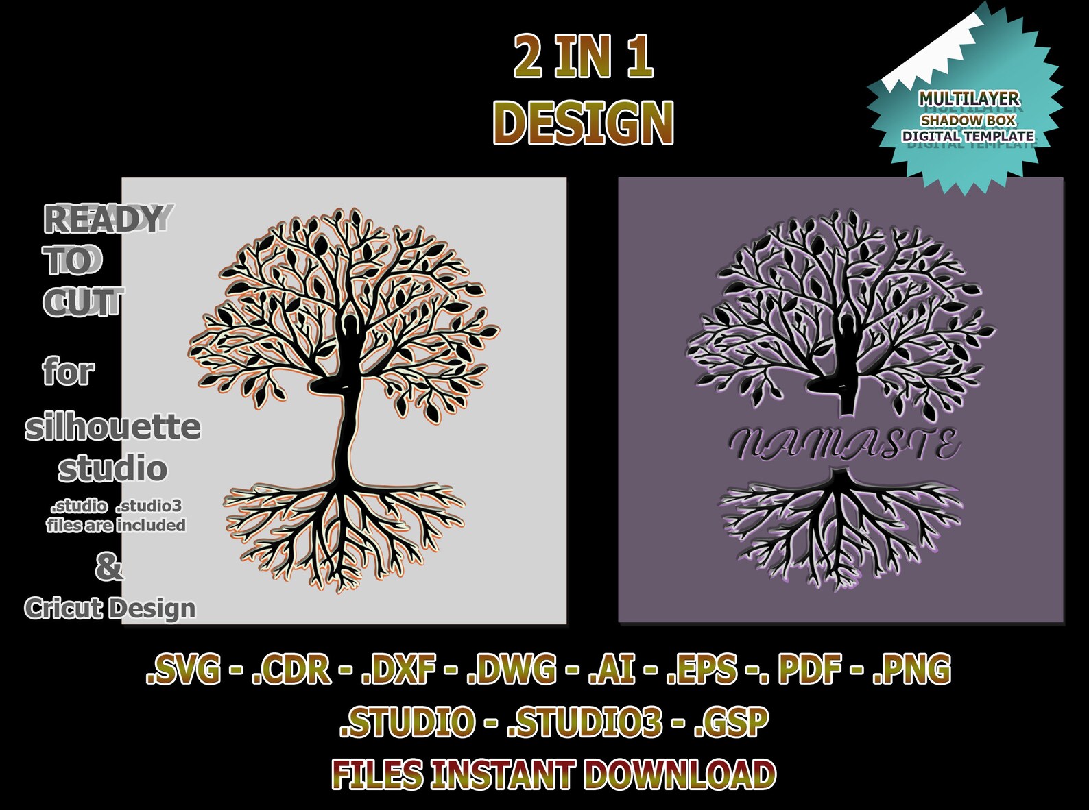 3d Layered Tree of Life Svg, 3d Namaste Svg, SVG - PNG - Cdr - Dxf ...